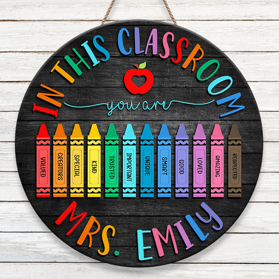 Classroom Door Hanger | Personalized Gifts For Teacher | Teacher Apple ...