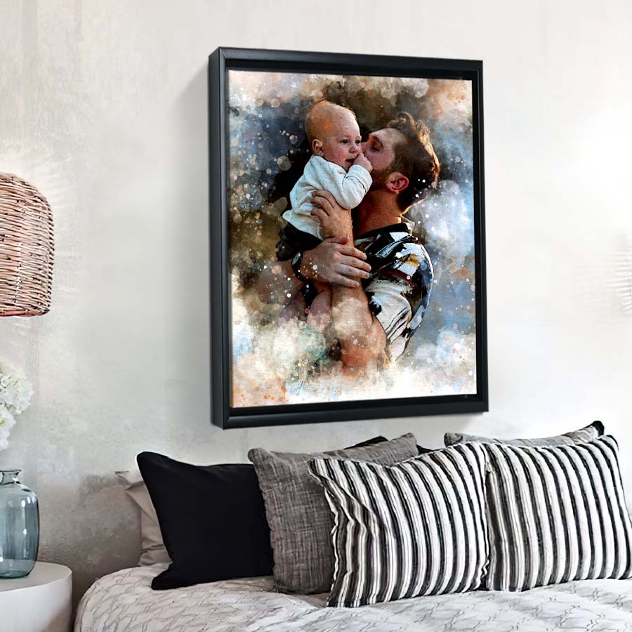Daddy Photo Watercolor Portrait Gift | 1St Time Fathers Day Gift ...