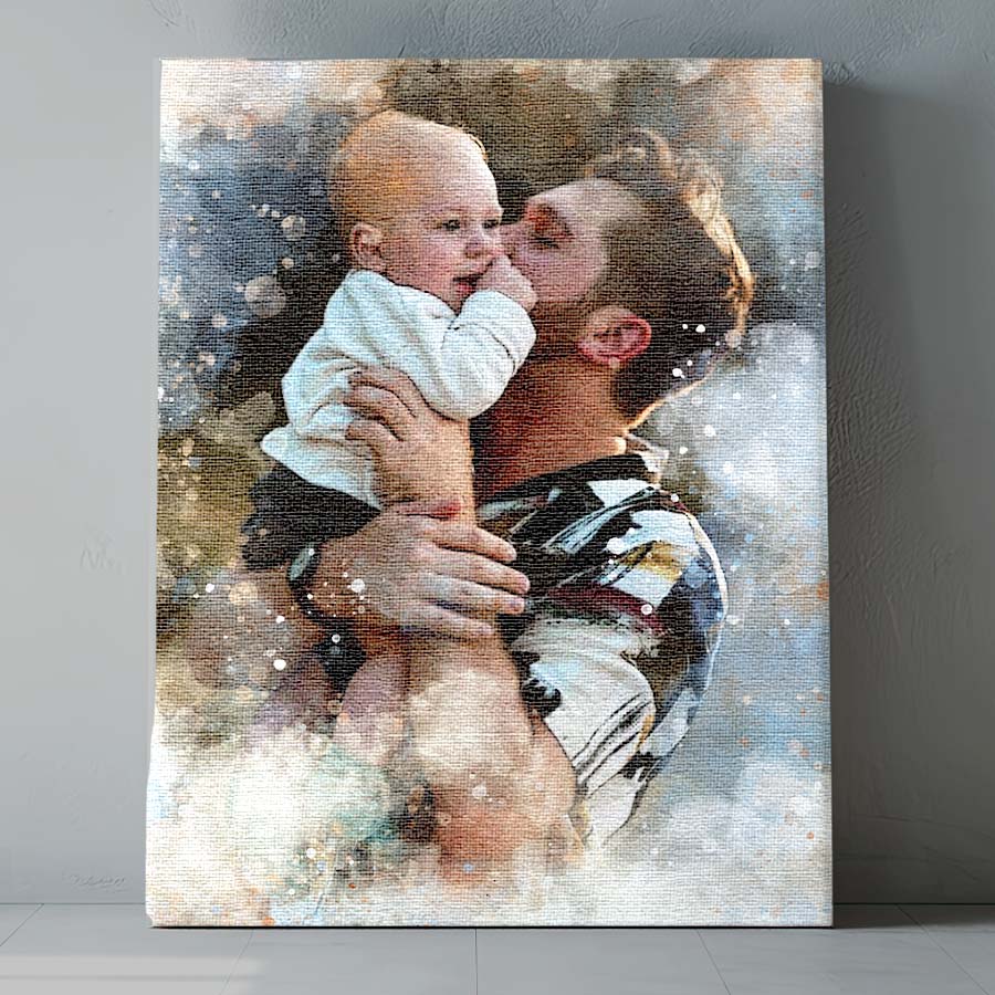 Daddy Photo Watercolor Portrait Gift | 1St Time Fathers Day Gift ...