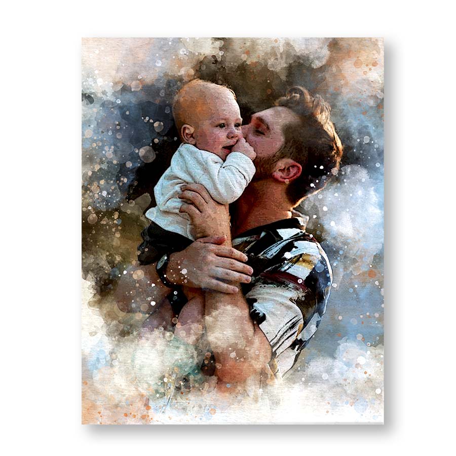 Daddy Photo Watercolor Portrait Gift | 1St Time Fathers Day Gift ...