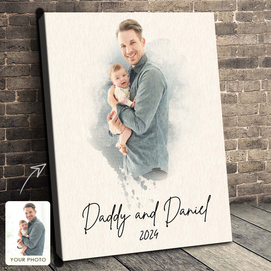 First Fathers Day Portrait Watercolor | 1St Fathers Day Gift | Father'S ...