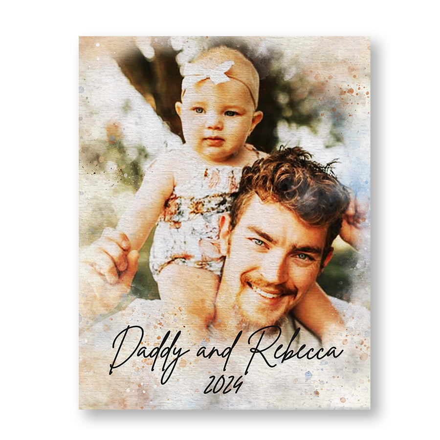First Fathers Day Portrait Watercolor | 1St Time Fathers Day Gift ...