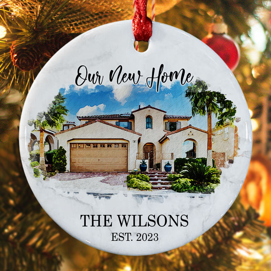 Our New Home Ornament | New Home Ornament Personalized | Ceramic Photo Christmas Ornaments For ...