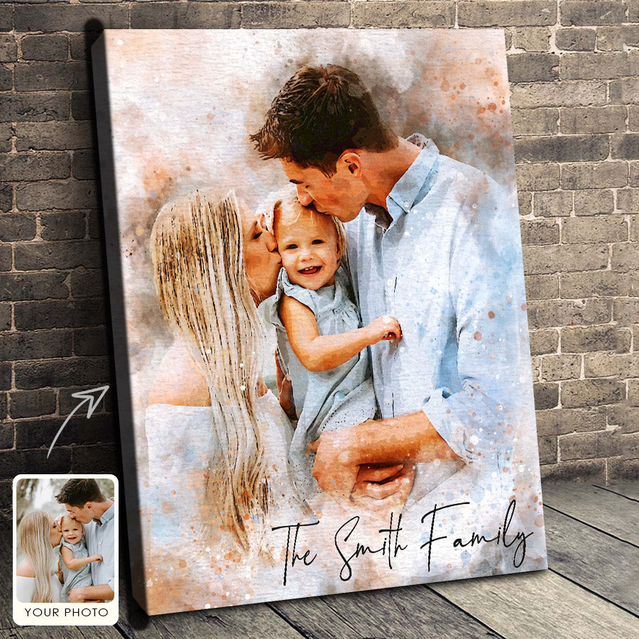 Personalised First Fathers Day Gifts | Custom Watercolor Family ...