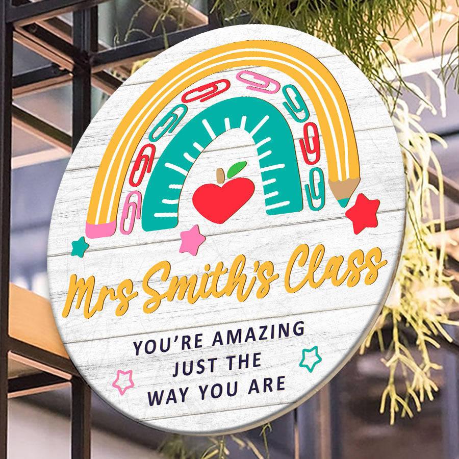 Personalized Classroom Door Signs | Teacher Door Hangers | Rainbow Door ...