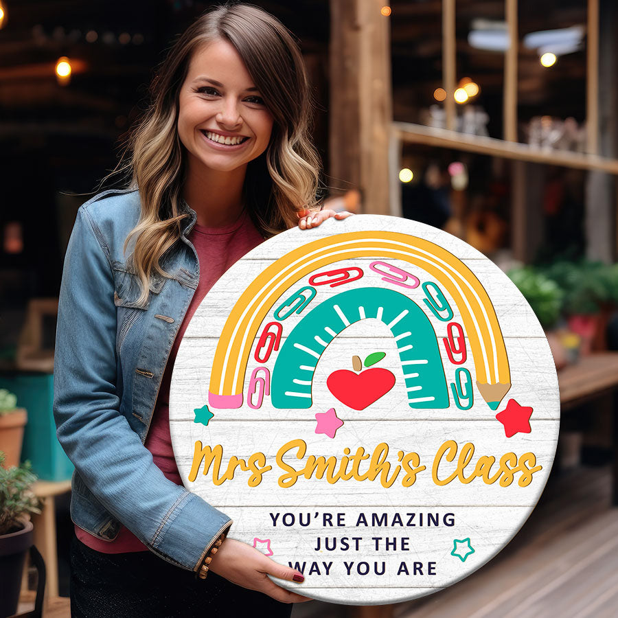 Personalized Classroom Door Signs | Teacher Door Hangers | Rainbow Door ...