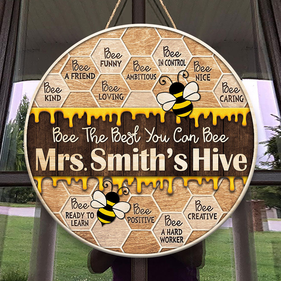 Teacher Door Signs | Teacher Door Hanger | Bee Themed Classroom ...