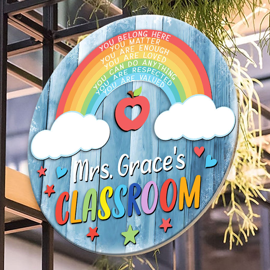 Teacher Hanging Door Sign | Back To School Gifts For Teachers | Rainbow ...
