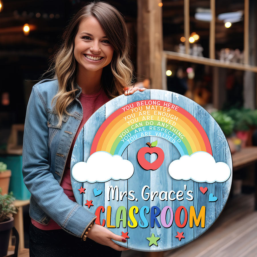 Teacher Hanging Door Sign | Back To School Gifts For Teachers | Rainbow ...