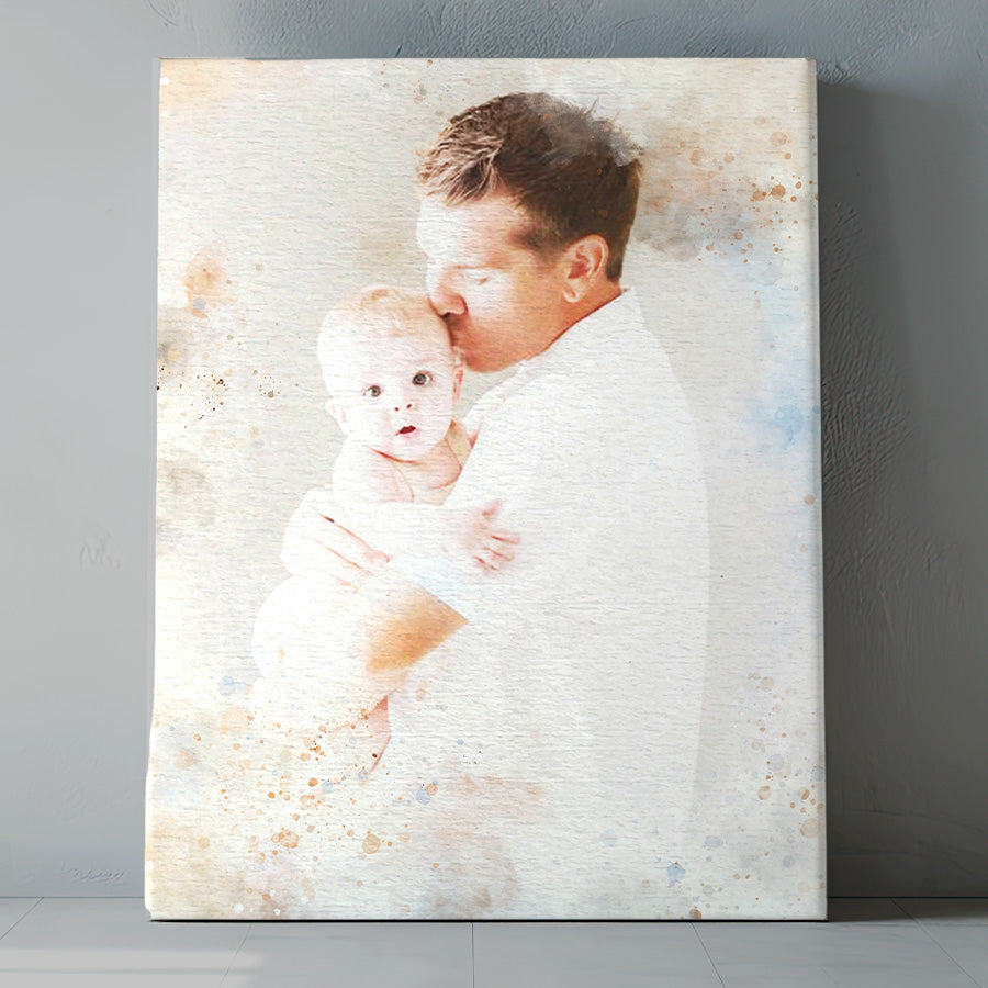 Watercolour Portrait From Photo Gift | 1St Time Fathers Day Gift ...