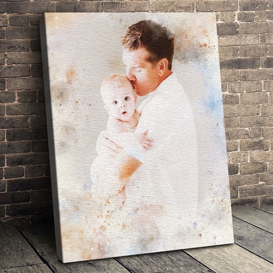Watercolour Portrait From Photo Gift | 1St Time Fathers Day Gift ...