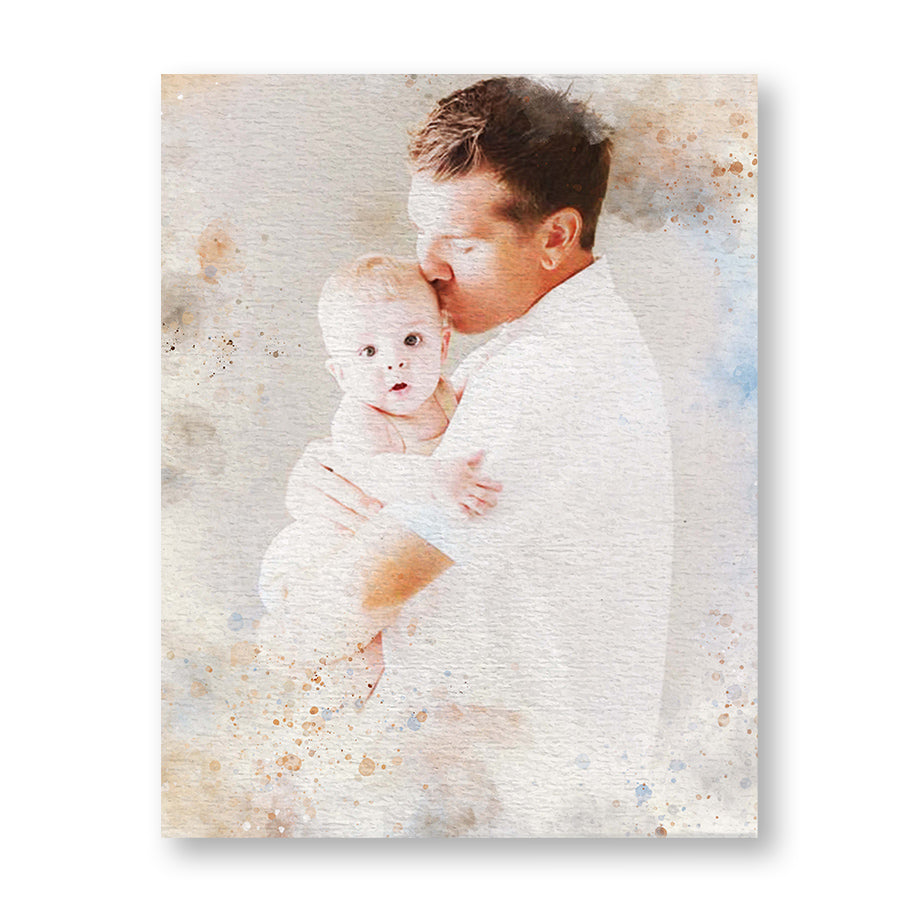 Watercolour Portrait From Photo Gift | 1St Time Fathers Day Gift ...