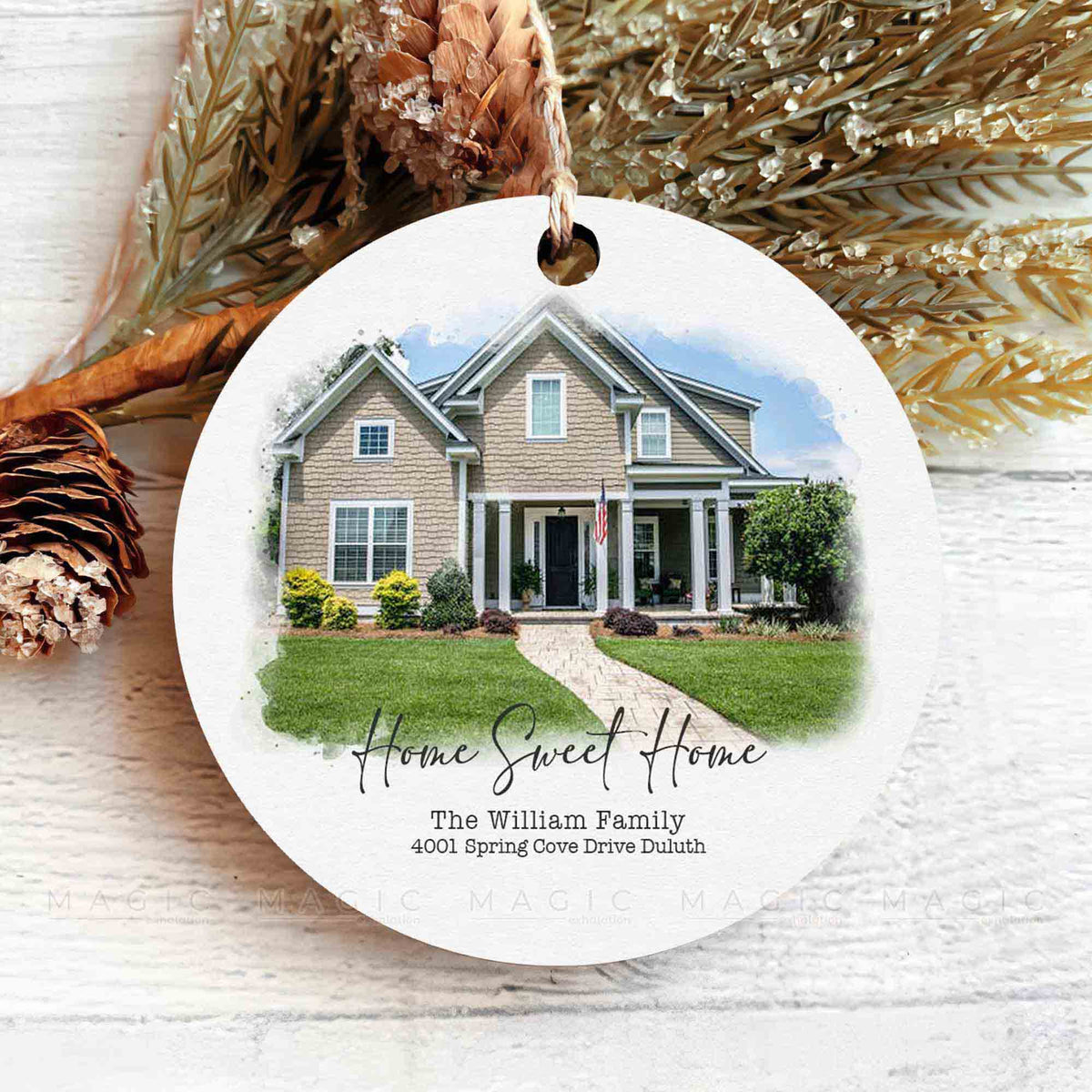 First Christmas Ornament New Home, Custom Watercolor First Home Ornament 2022, Personalized ...