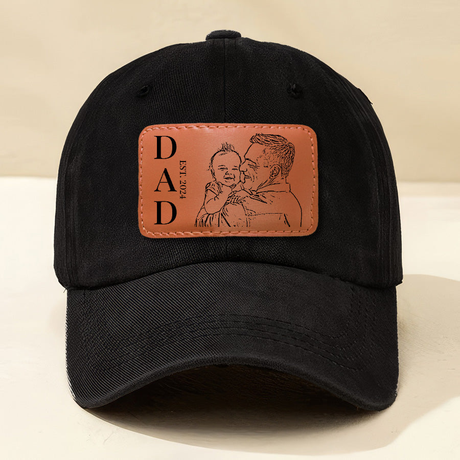 1St Fathers Day Gift | First Fathers Day Gift | Dad Leather Patch Hat ...