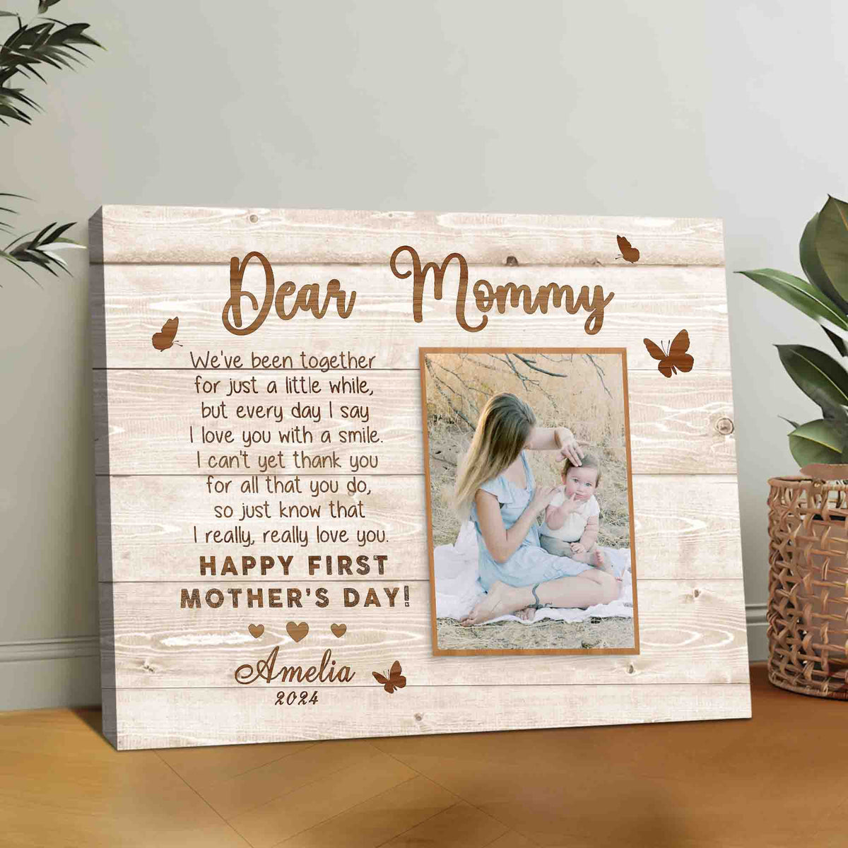 1St Mother’S Day Gift | Dear Mommy Mothers Day Gift Canvas | Custom ...
