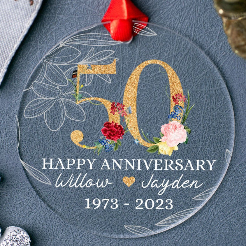50 Th Anniversary Gifts | Personalized Anniversary Ornaments | Floral ...