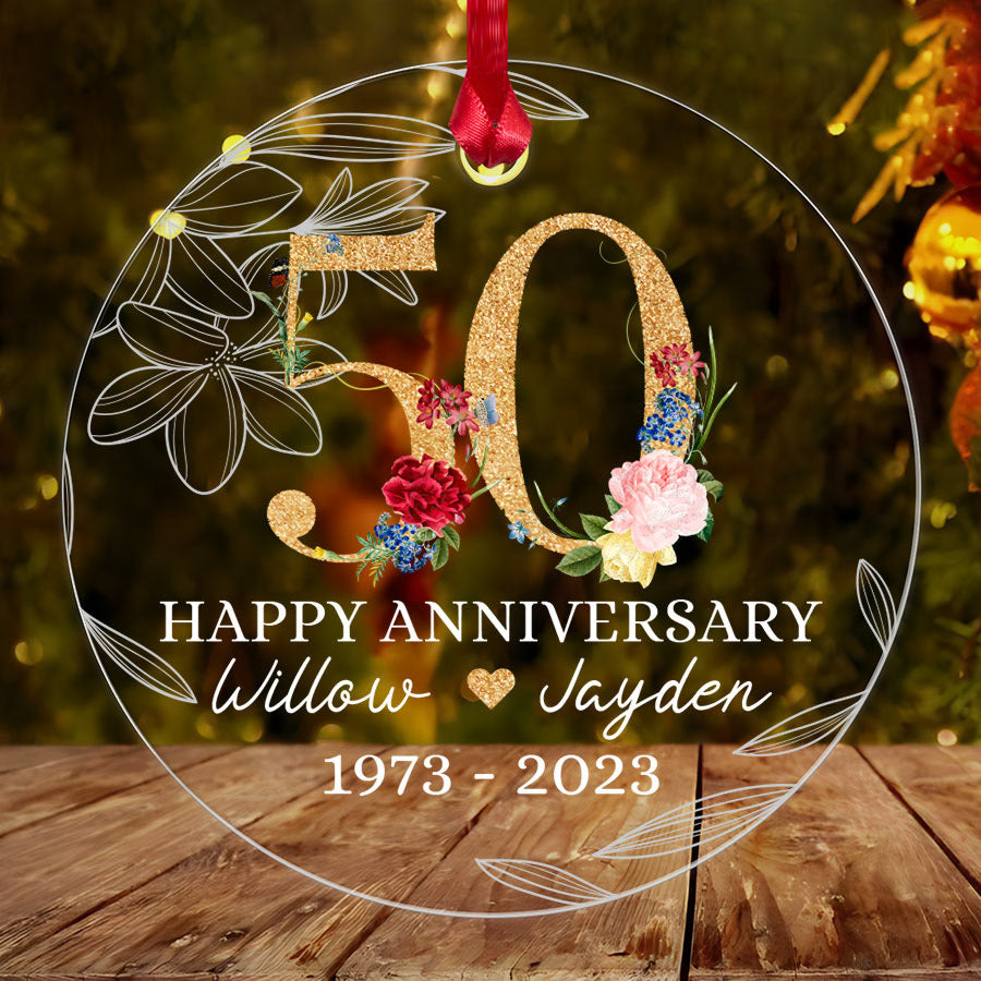 50 Th Anniversary Gifts | Personalized Anniversary Ornaments | Floral ...