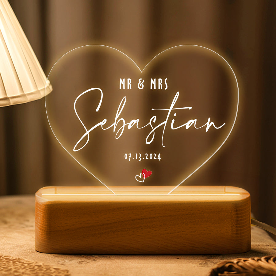 Custom Engagement Night Light | Custom Mr And Ms Plaque | Led Heart ...