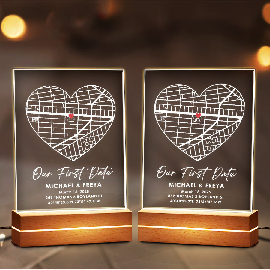 Custom Map Our First Date Acrylic Plaque | | Personalised Our First ...