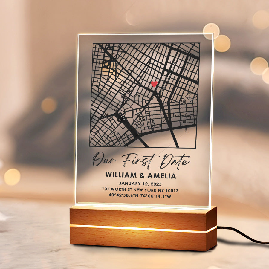 Custom Map Our First Date Acrylic Plaque | Personalised Our First Date ...