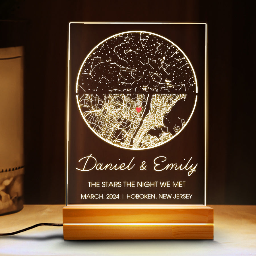 Custom The Night We Met Plaque Gift | Personalised Our First Date Map ...
