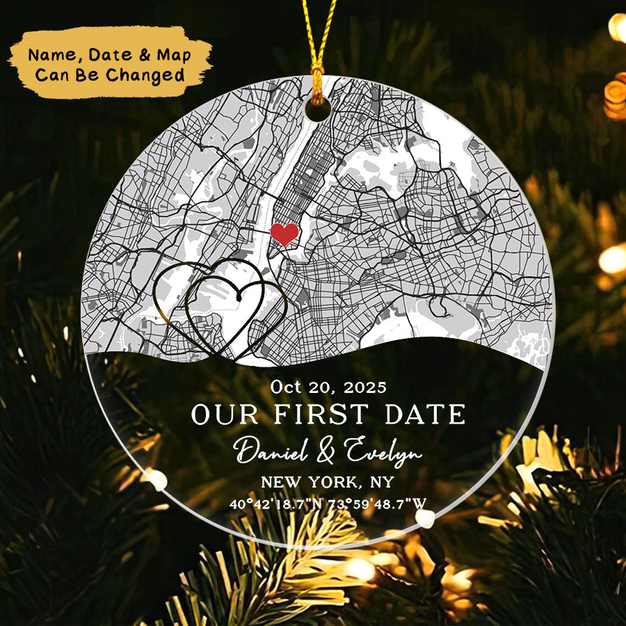 Custom Map Couple Ornament 2025 - Magic Exhalation