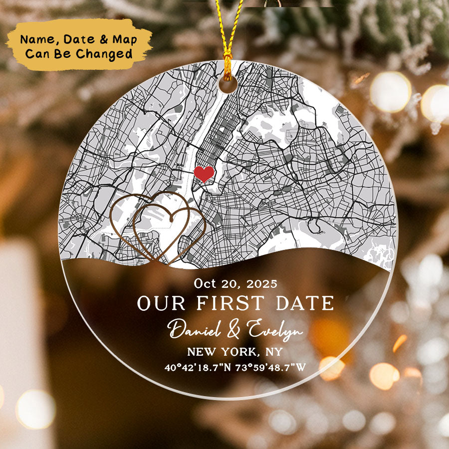 Custom Map Couple Ornament 2025 - Magic Exhalation