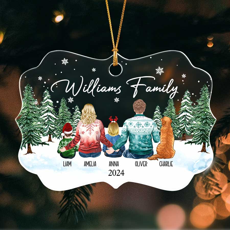 Personalized Family Ornaments With Pets | Family Christmas Ornaments ...
