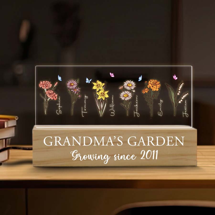 Personalized Grandma'S Garden Led Light | Grandma Gigi Gifts | Custom ...
