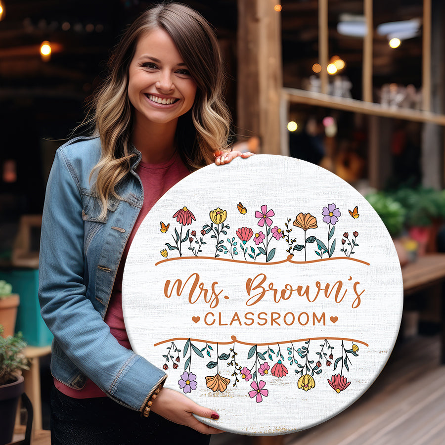 Classroom Door Sign | Teacher Door Hanger | Custom Teacher Name Front ...