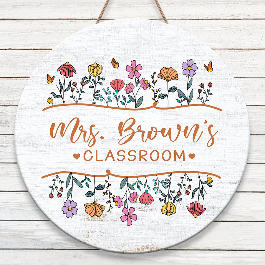 Classroom Door Sign | Teacher Door Hanger | Custom Teacher Name Front ...