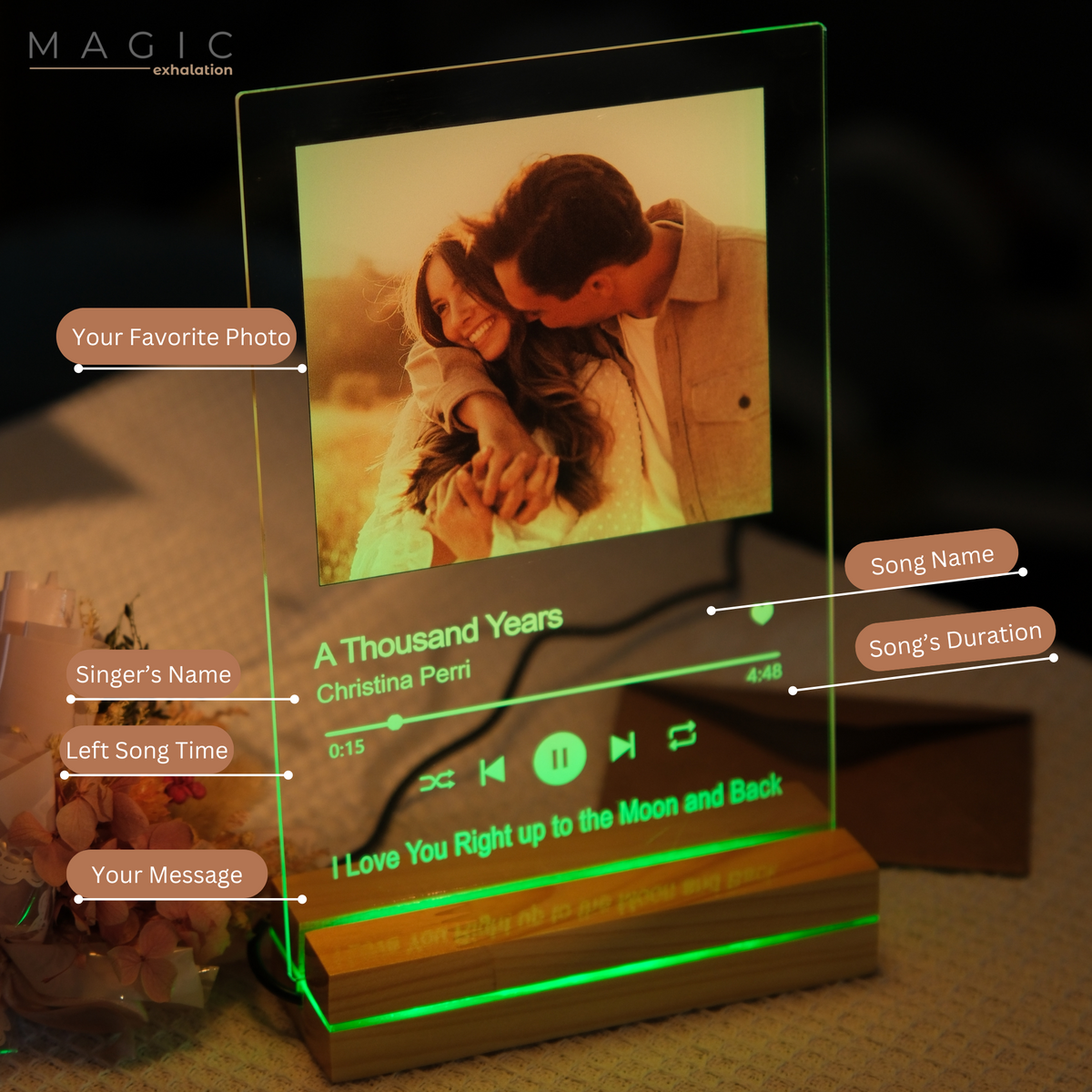 Personalized Song Photo Acrylic Plaque LED Night Light | Anniversary ...
