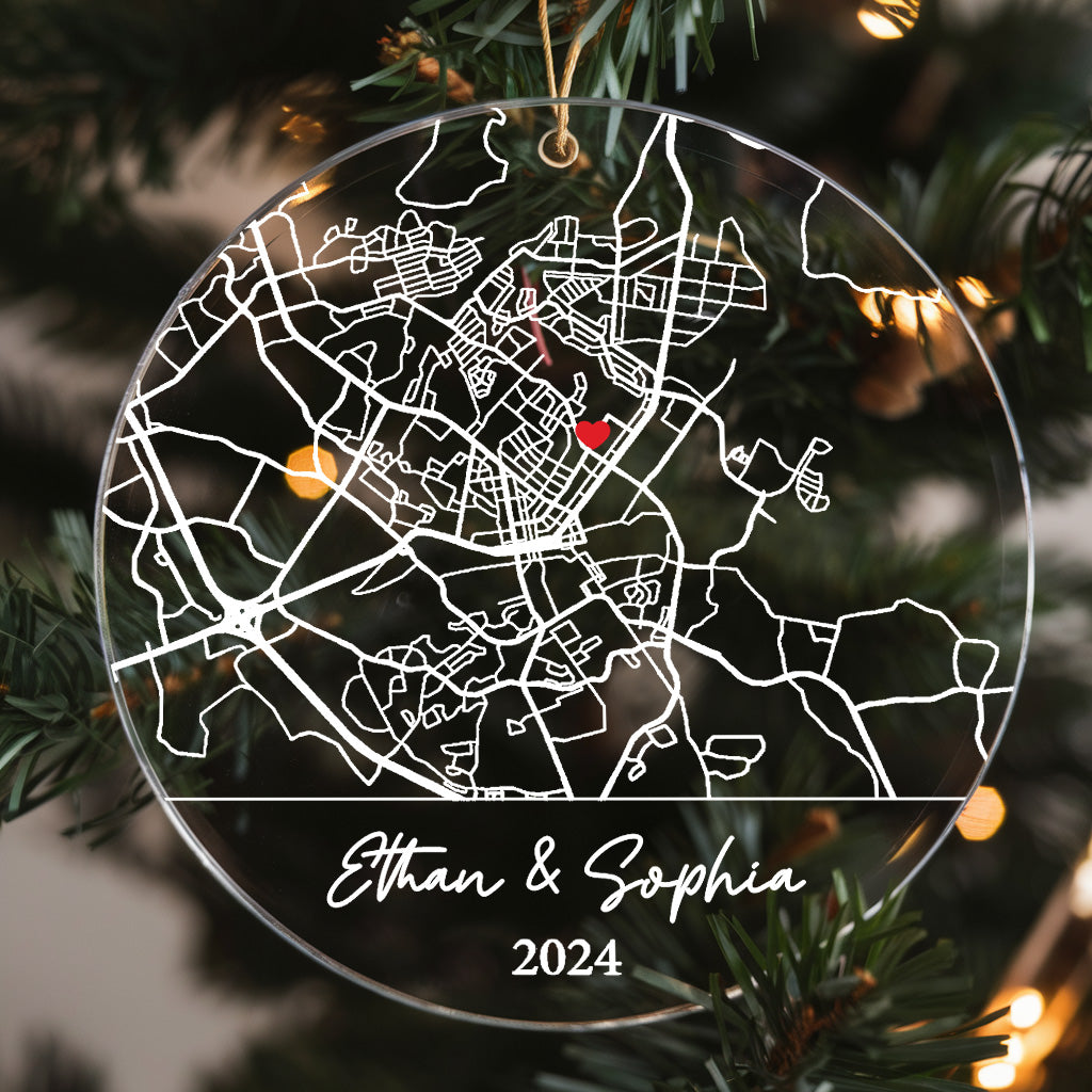 Wedding Ornament | Custom Map Ornament For Wedding | Circle Acrylic ...