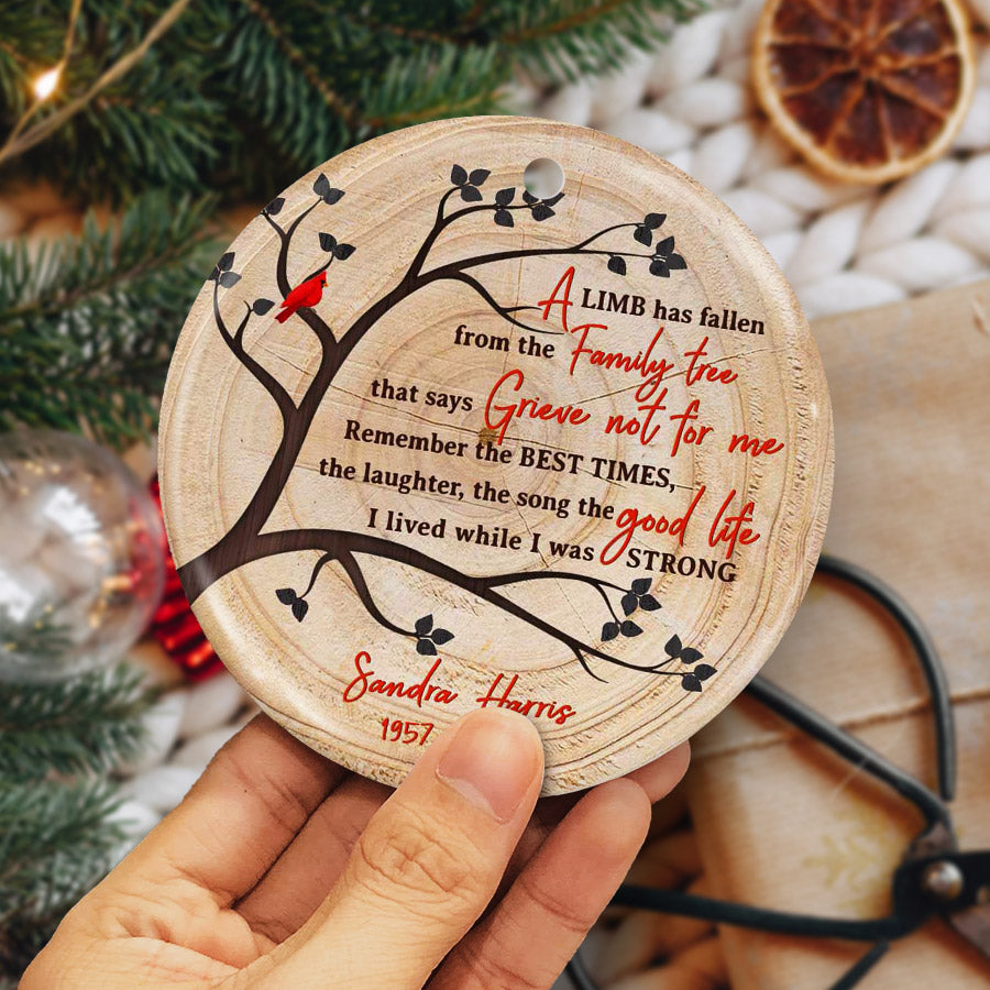 A Limb Has Fallen From The Family Tree Ornament | Cardinal Memorial ...