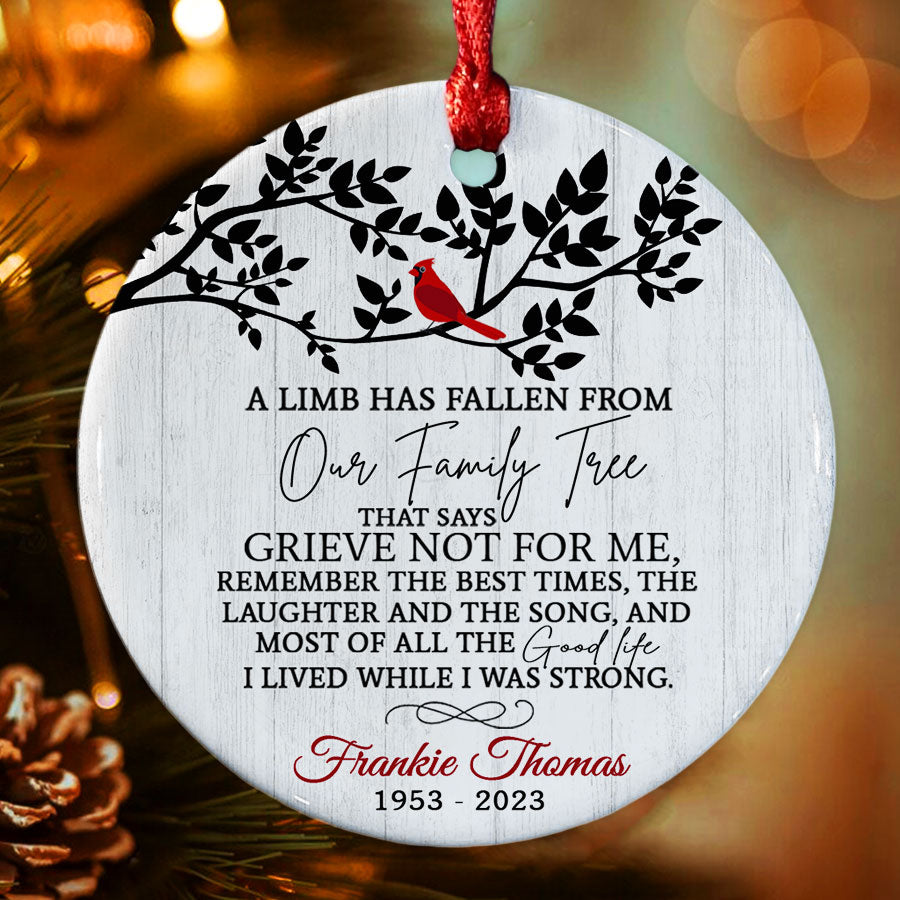 A Limb Has Fallen From The Family Tree Ornament | Memorial Cardinal ...