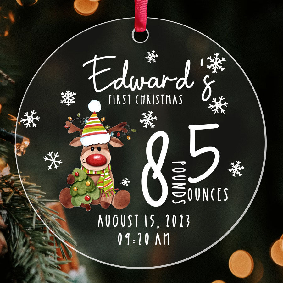 Baby’S First Christmas Ornament With Birth Stats | Baby’S First ...