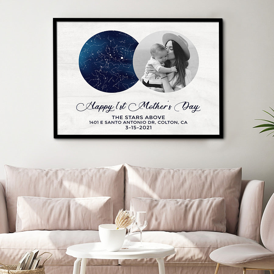 Birthday Gift For New Mom | Personalized Star Map Canvas Prints ...