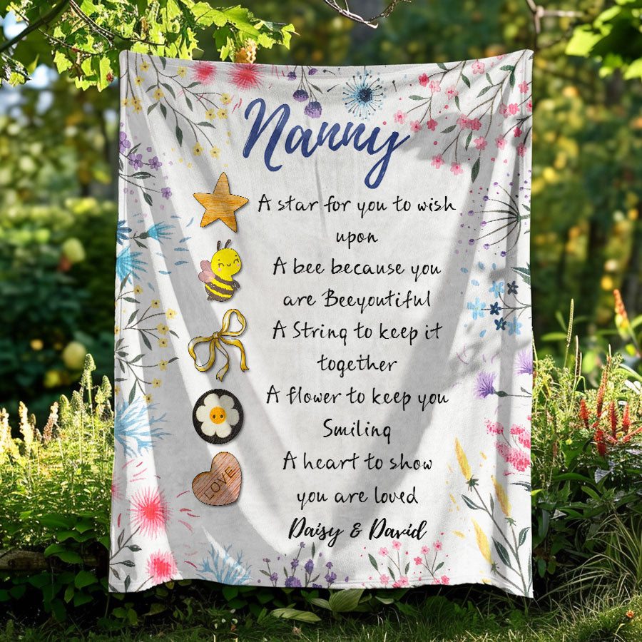 Blanket With Names For Grandma | Custom Nanny Blanket | Personalised ...