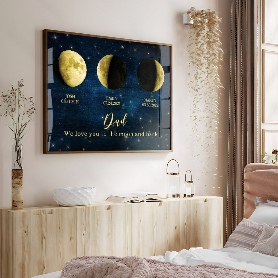 Canvas Father’S Day Gift | Personalized Moon Phase Wall Art | Custom ...