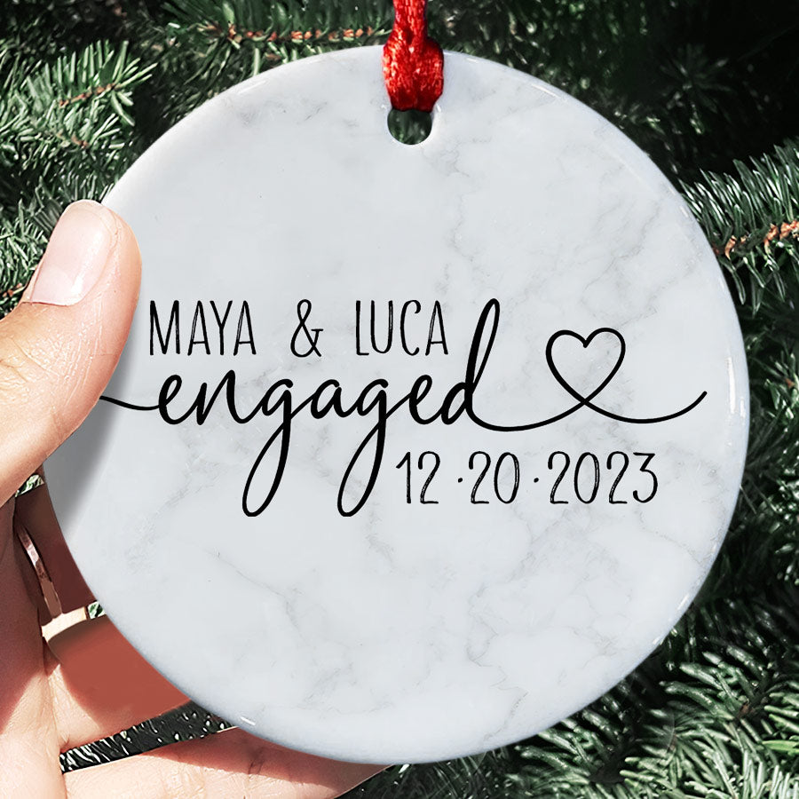 Custom Engagement Ornament | Personalized Name Ornaments | Ceramic ...