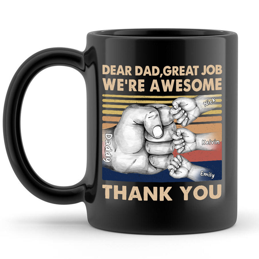 Custom Mug For Father'S Day | Personalized Name Mug | Fist Bump Mugs ...