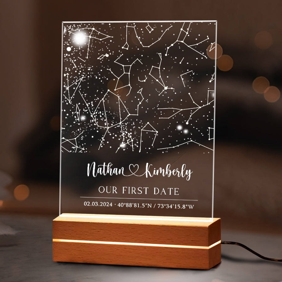 Our First Date Starmap Anniversary Gift | Custom Map Acrylic Plaque ...