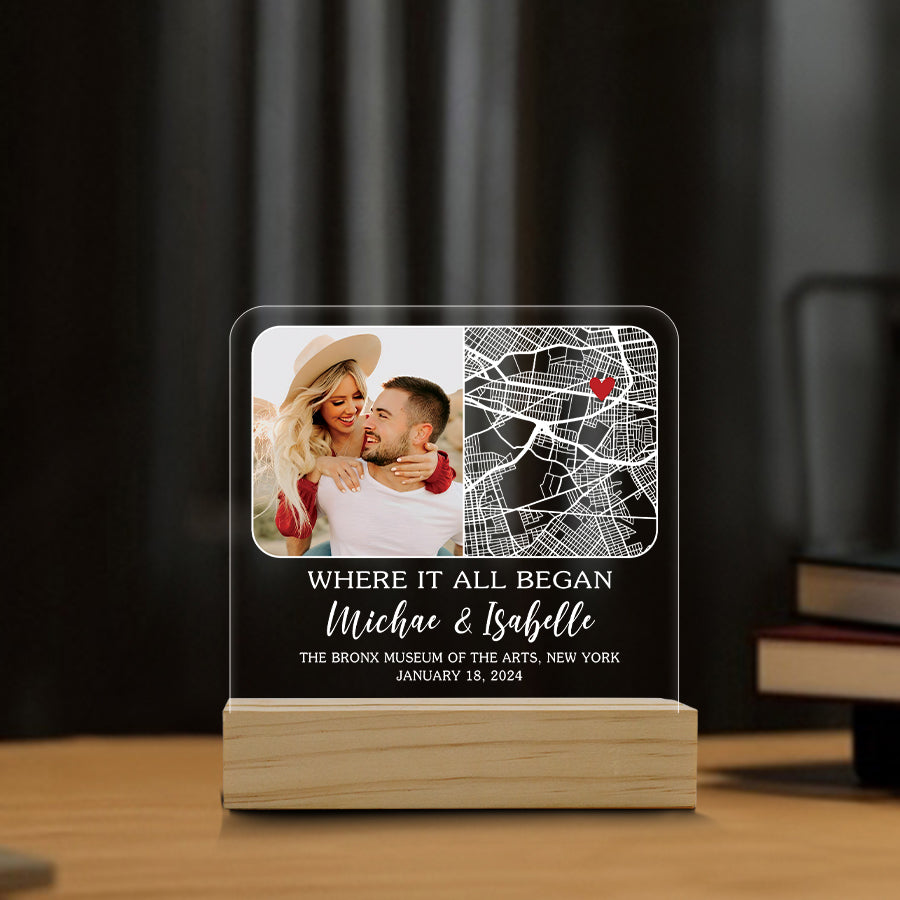 Where It All Began Custom Acrylic Plaque Led Night Light | One Year ...
