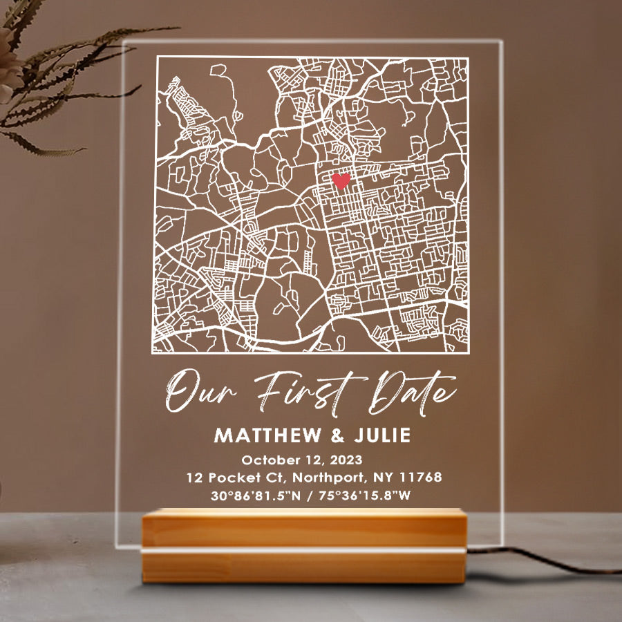 Our First Date Plaque | Map Plaque First Date | 1 Year Anniversary ...