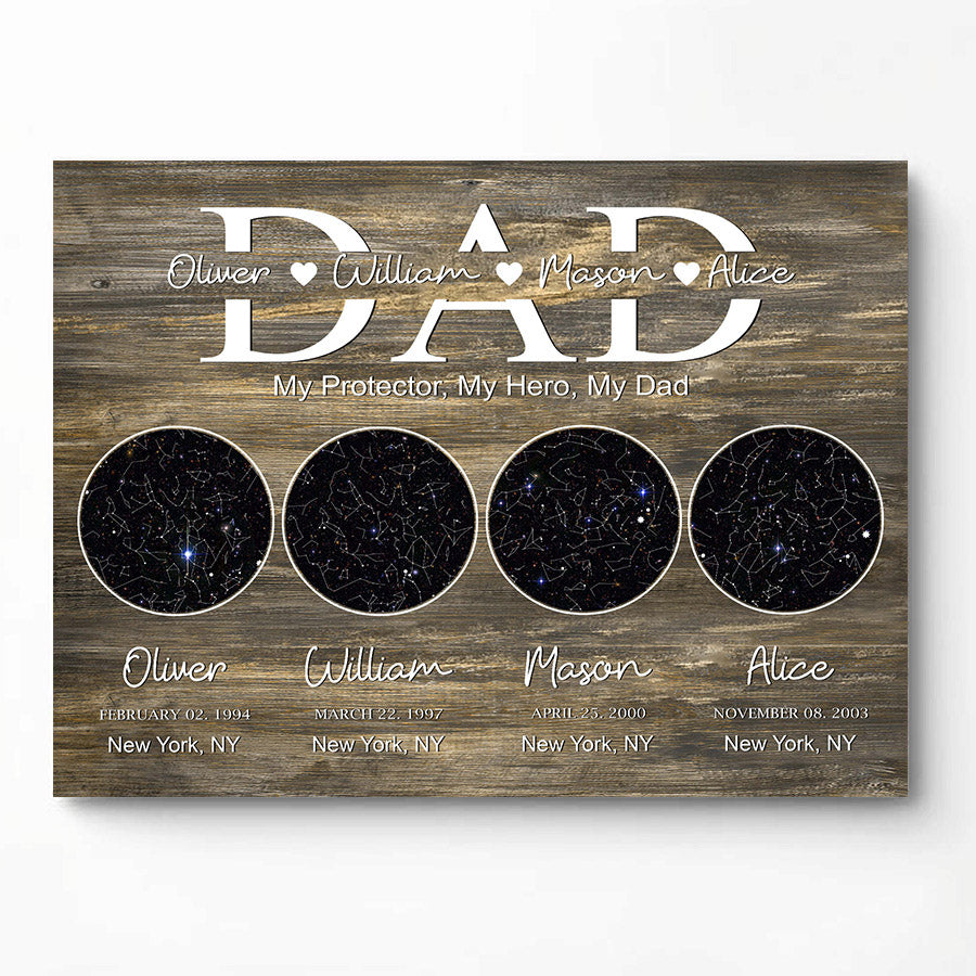 Personalised Father’S Day Canvas | Dad My Hero My Protector | Custom ...