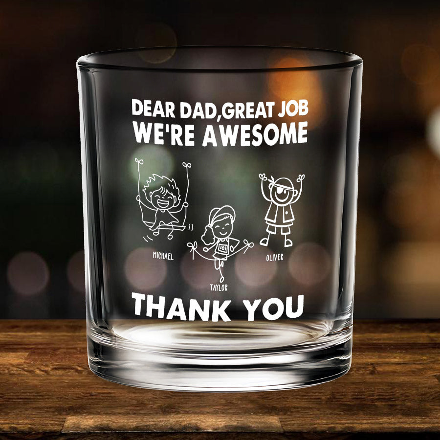 Dad Drinking Glasses | Fathers Day Drinking Glass | Dear Dad Great Job ...