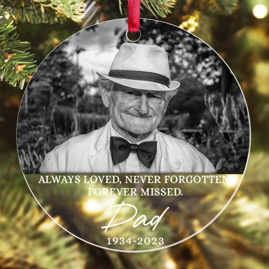 Dad In Heaven Ornament | In Memory Photo Ornament | Never Forgotten ...