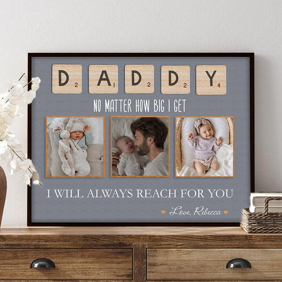 Daddy First Fathers Day Gift | Custom Photo Collage Father'S Day Canvas ...