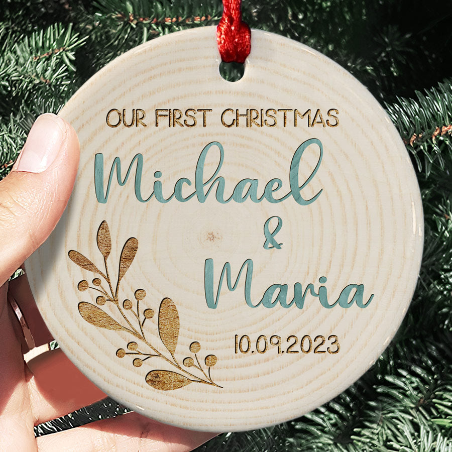 Engagement Date Ornament | Engagment Ornament For Couple | Personalized ...
