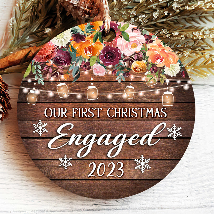 We Re Engaged Ornament | Floral Ornament For Engaged Couple ...